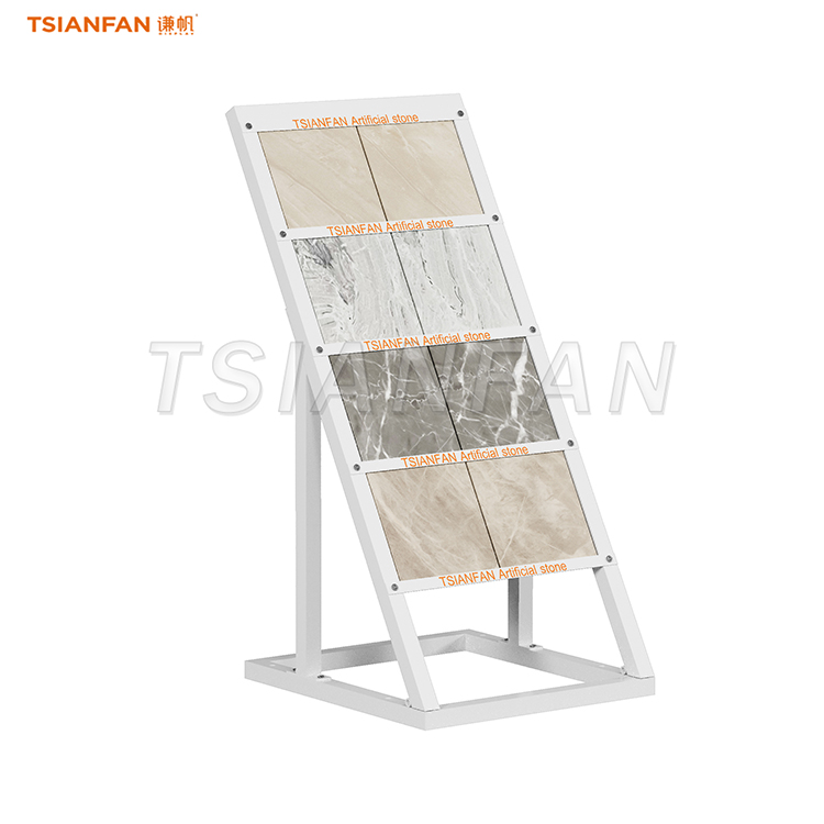 Elevate Your Showroom with Triangular Quartz Stone Display Stand-SRL047