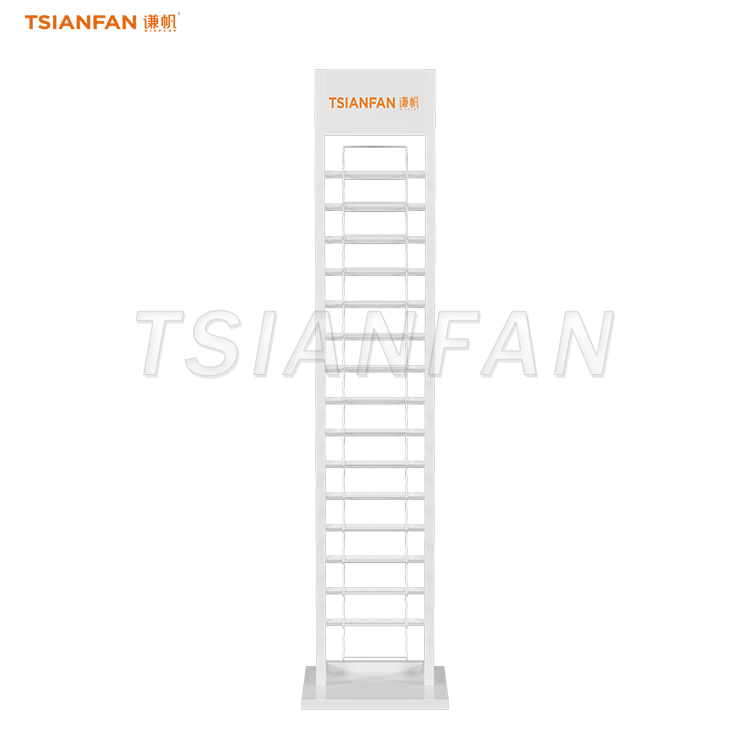 High-capacity white quartz stone floor racks for large showroom spaces ...