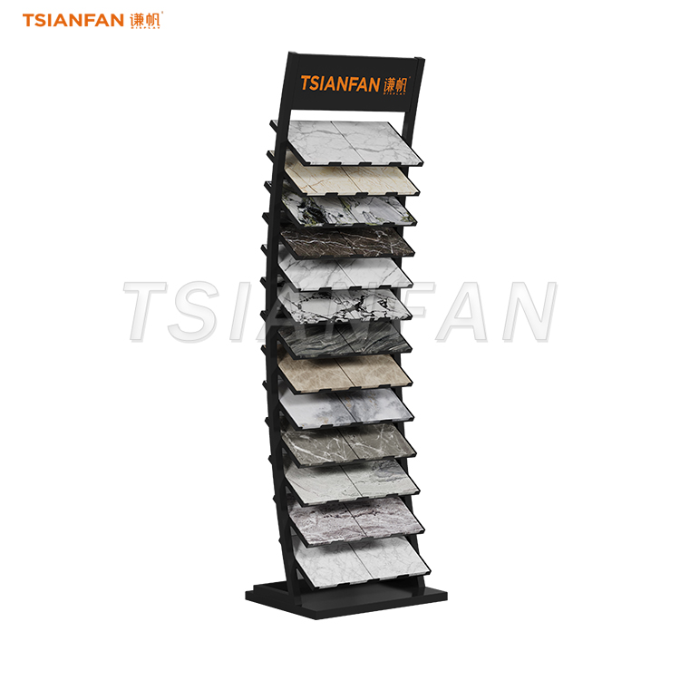 SRL041-Quartz showroom fixture display flooring stone sample shelf