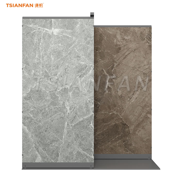 Industrial-strength pull-out panel display for porcelain pavers